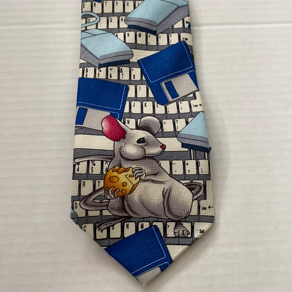 Vintage Tech Mouse Keyboard Neck Tie - Gem
